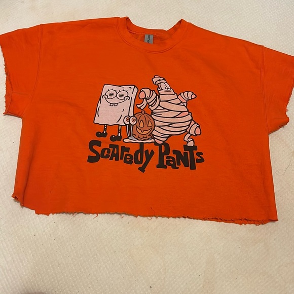 Tops | Halloween Spongebob Scaredy Pants Crop | Poshmark